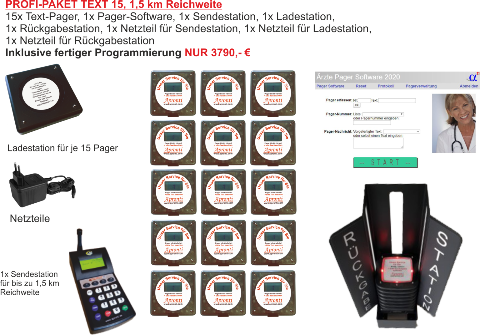 PROFI-Pakete: Patienten-Pager mit Text-Anzeige und Pager-Software ...